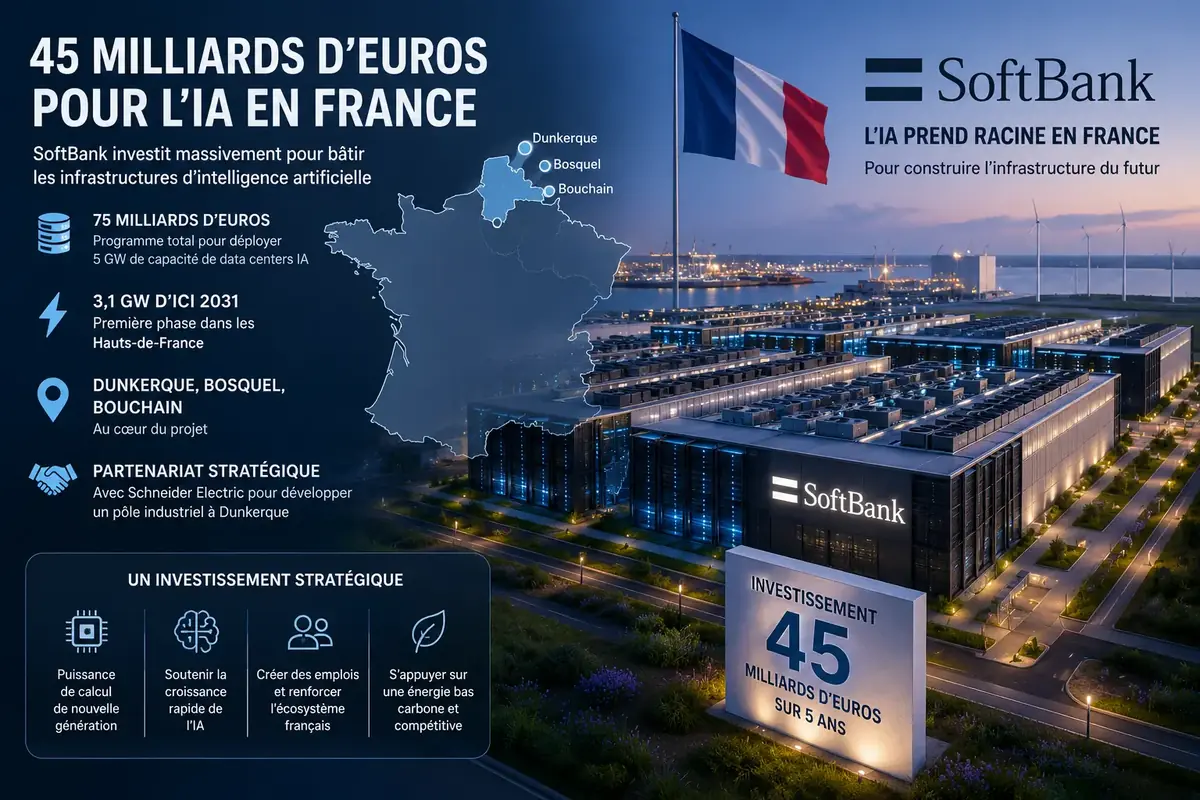 SoftBank met 45 milliards d’euros pour l’IA en France