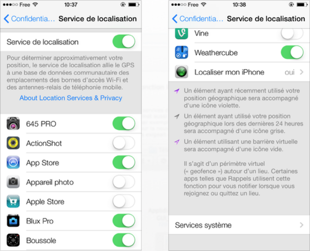 iOS 7 : la fonction lieux fréquents cafte vos habitudes géographiques