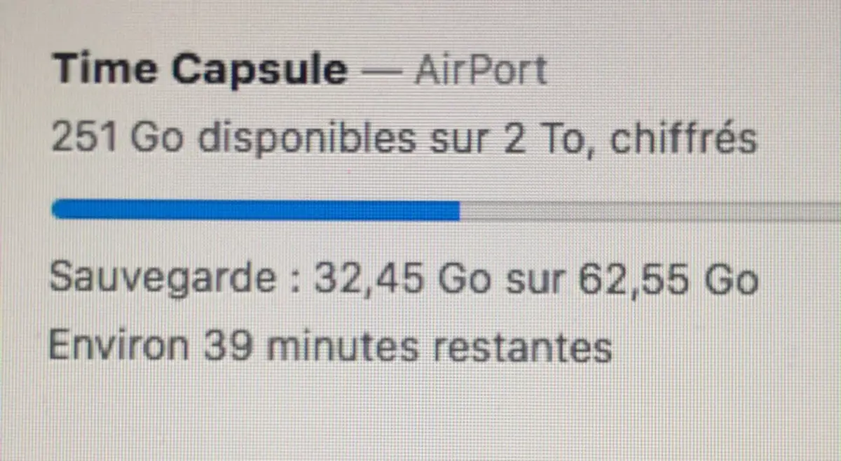 High Sierra : Time Machine affiche enfin une estimation du temps restant