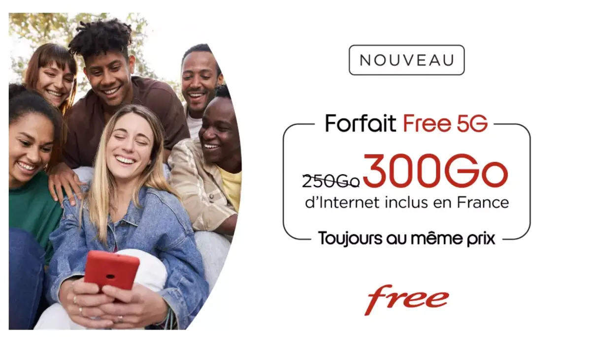 Le forfait Free 5G passe à 300Go (pour 19,99€/mois)