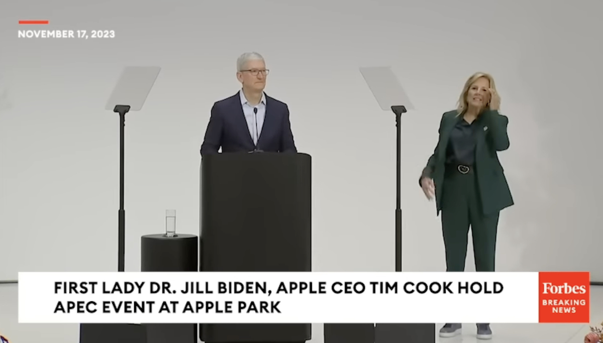 Insolite : le prompteur de Tim Cook bugge devant la First Lady, Jill Biden
